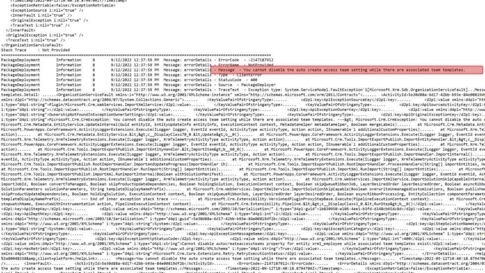 Access Team Template Issues Causing Errors During Update Of Microsoft Dynamics 365 Hr Management